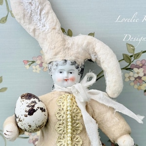 Romantic Bunny Girl Spun Cotton Bunny Girl Shabby Brocante Easter ...