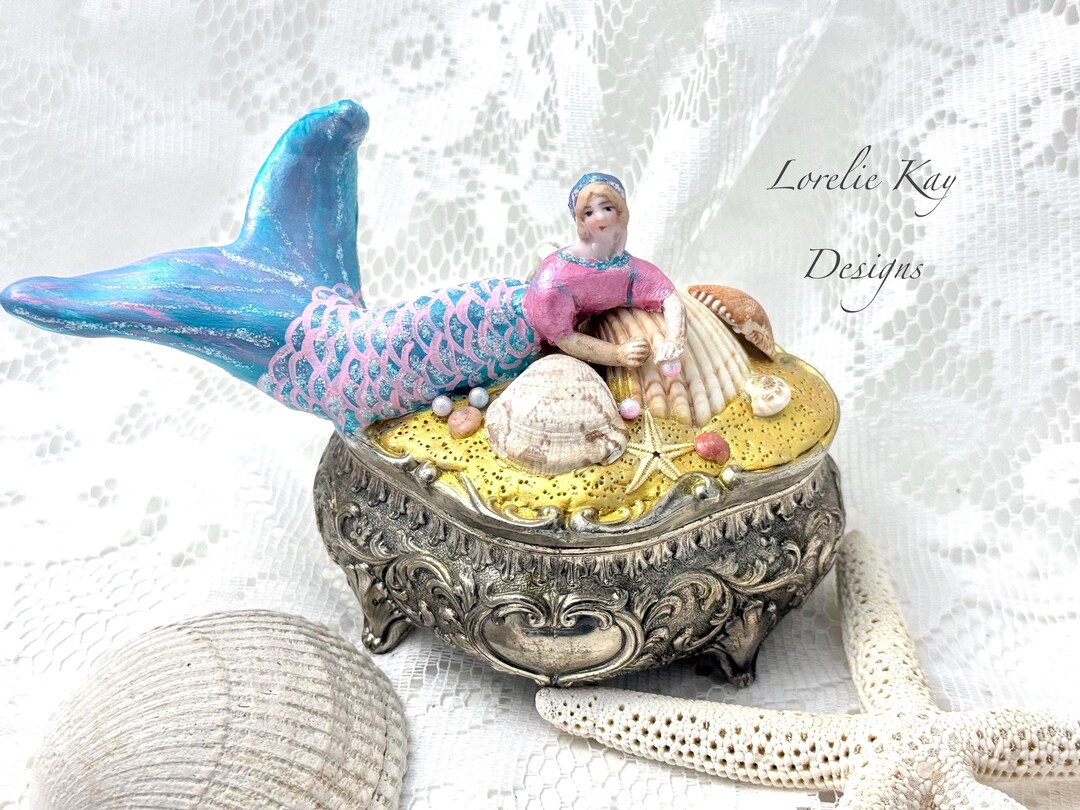 Miniature Mermaid Jewelry Box Original Mixed Media Art Sculpted ...