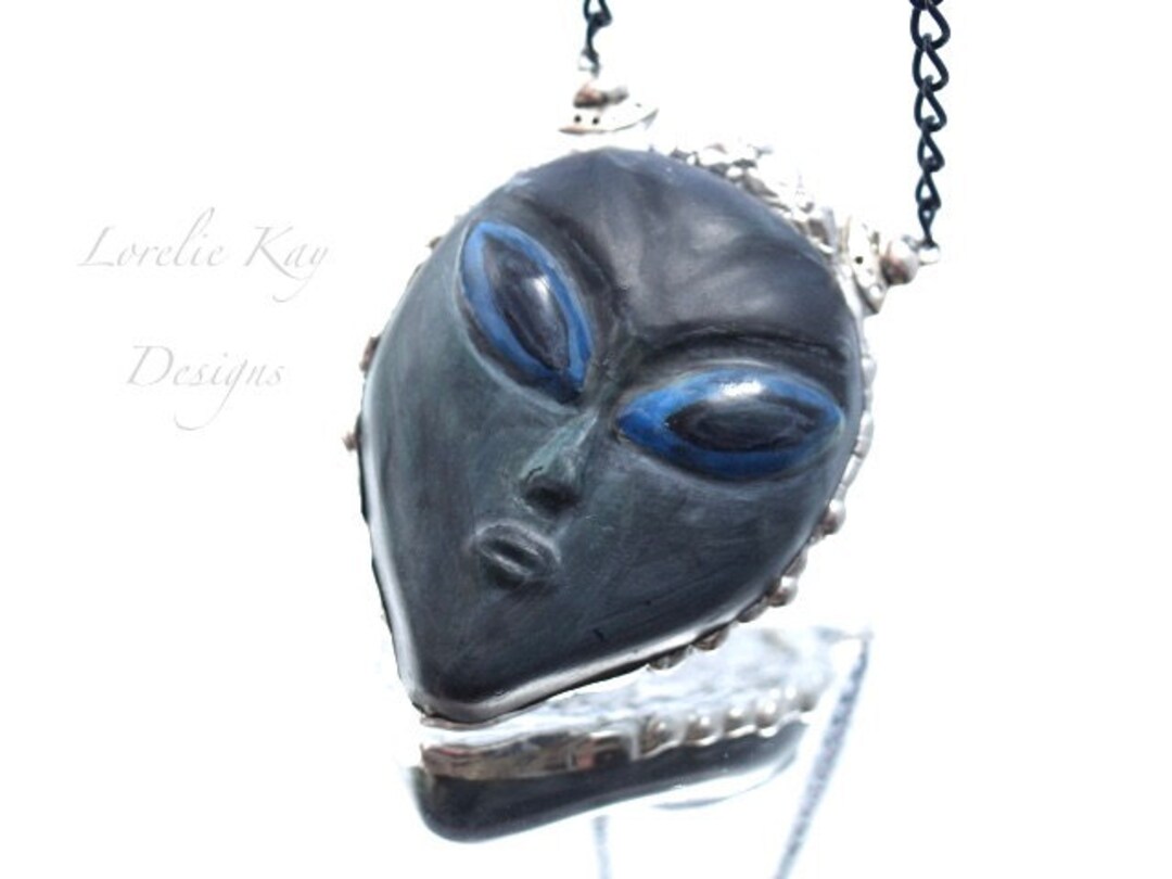 Hand Painted Alien Necklace Soldered Sci Fy Alien Necklace Lorelie Kay ...