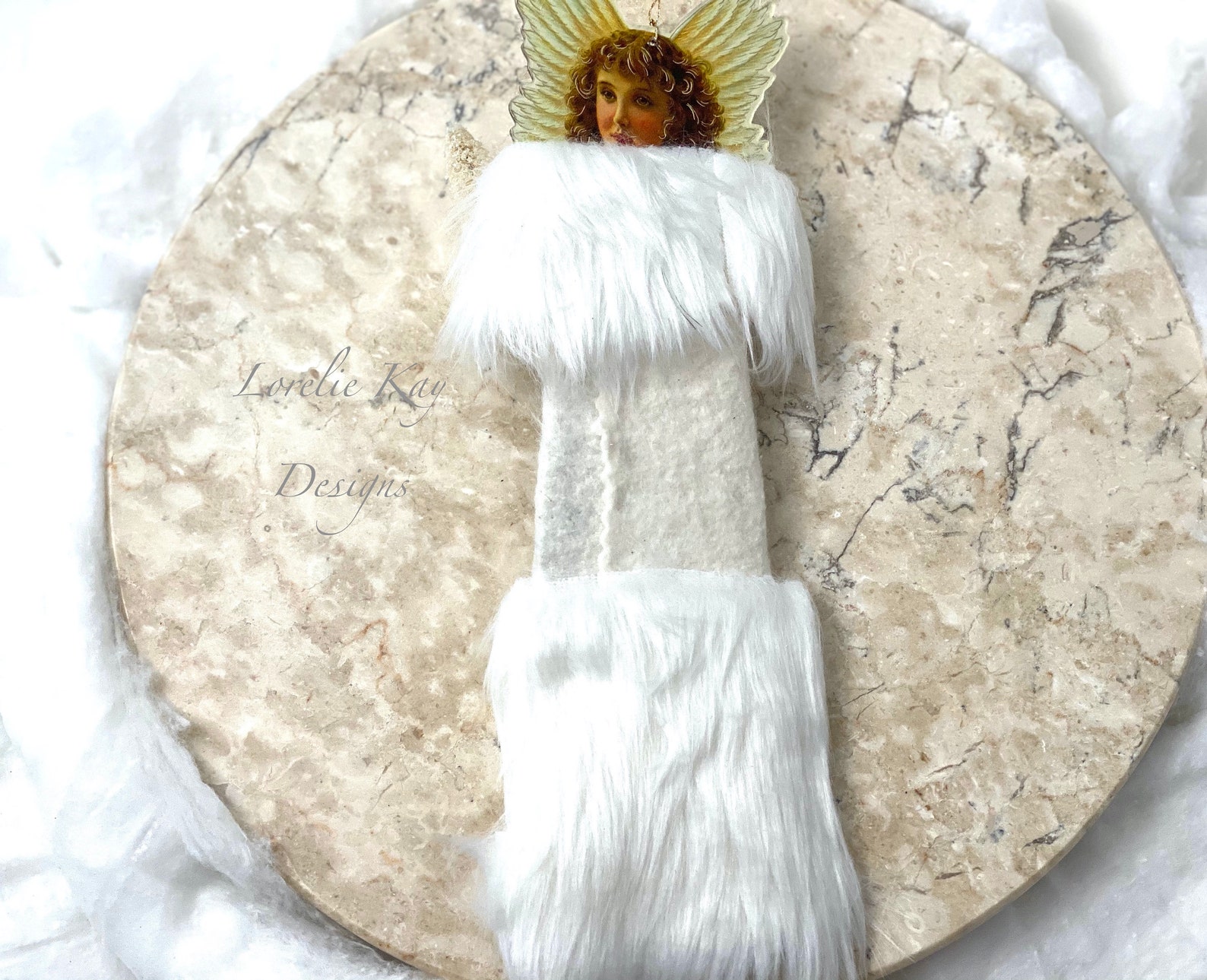 Woodland Angel Spun Cotton Angel Ornament Large Christmas Angel ...