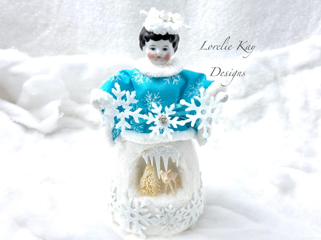 Miss Snowflake Spun Cotton Doll Christmas Decoration One-of-a-kind ...