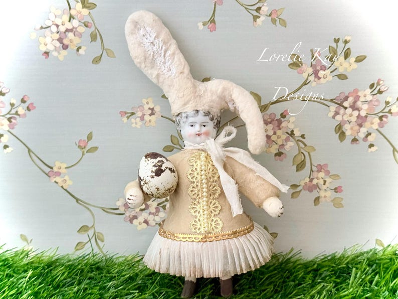 Romantic Bunny Girl Spun Cotton Bunny Girl Shabby Brocante Easter ...