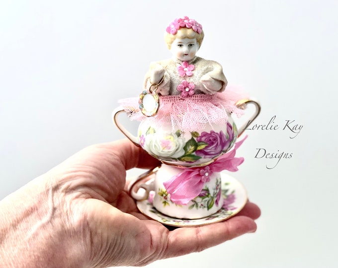 Miniature Teacup Art Doll Functional Art Trinket Box China Head Doll ...