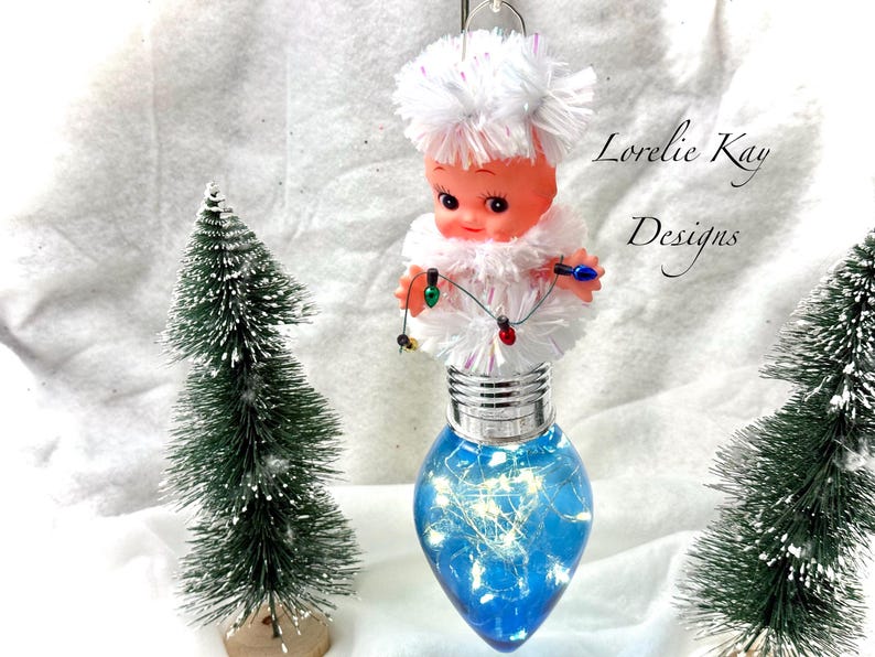 Stringing up the Lights Lighted Kewpie Doll Ornament Light Bulb Lorelie ...