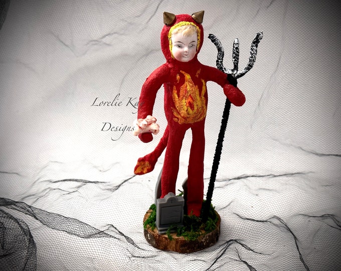 Little Devil Miniature Spun Cotton Devil Boy Doll Figure Halloween Doll ...