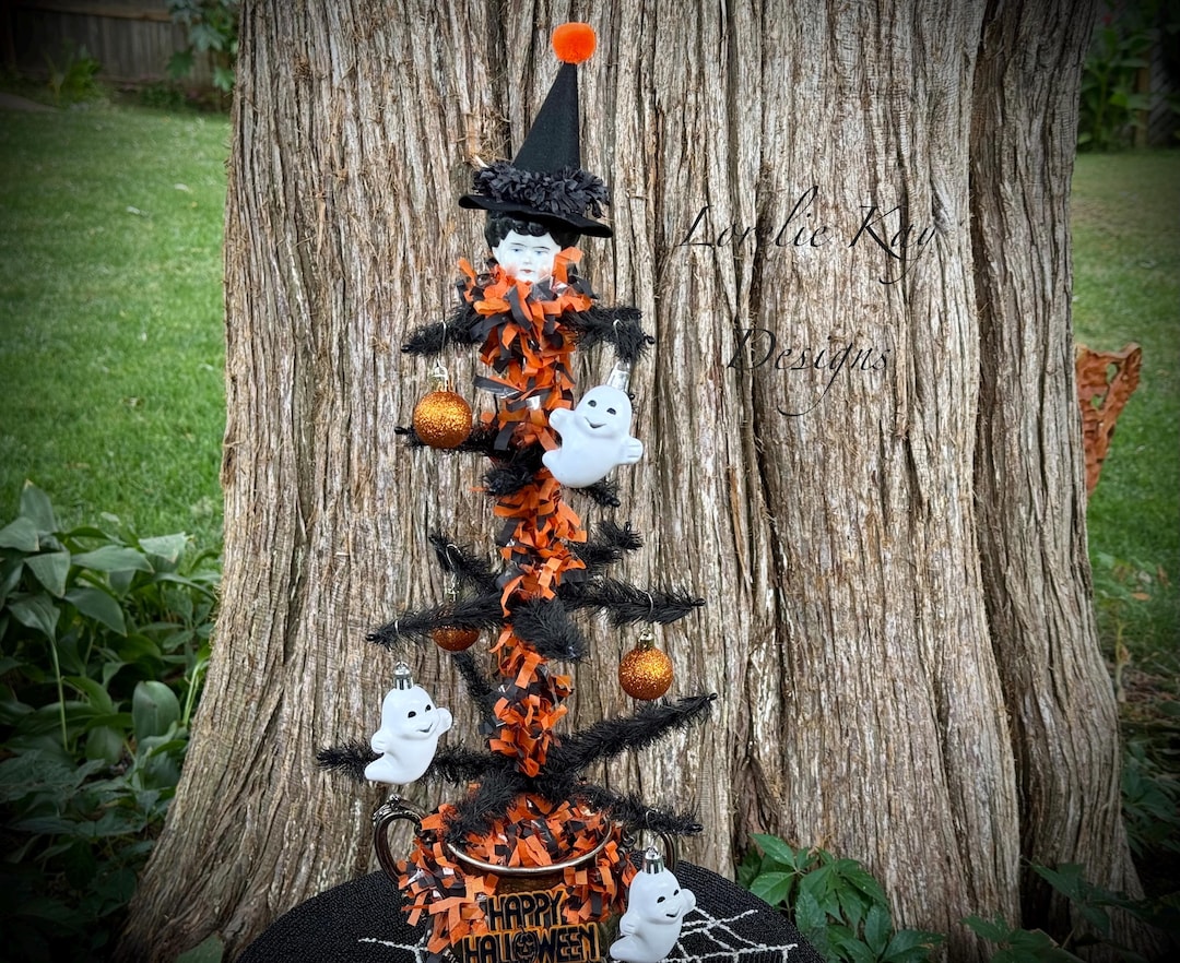 Halloween Witch Feather Tree Small Halloween Tree Decoration One-of-a ...