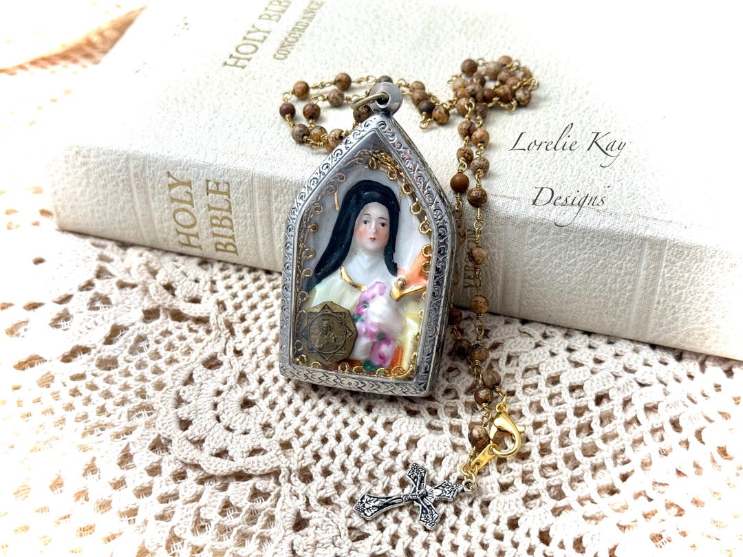 Religious Relics Amulet Necklace Rosary Antique Bisque Relic Pendant ...