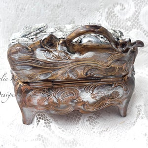 Large Rhinestones Crystal Jewelry Box Elegant Jewelry Casket Assemblage ...