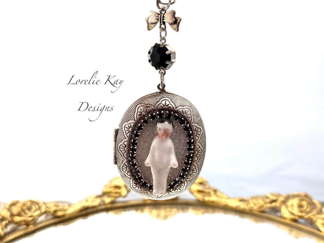 Frozen Charlotte Doll Locket Necklace Porcelain Doll Photo Locket ...