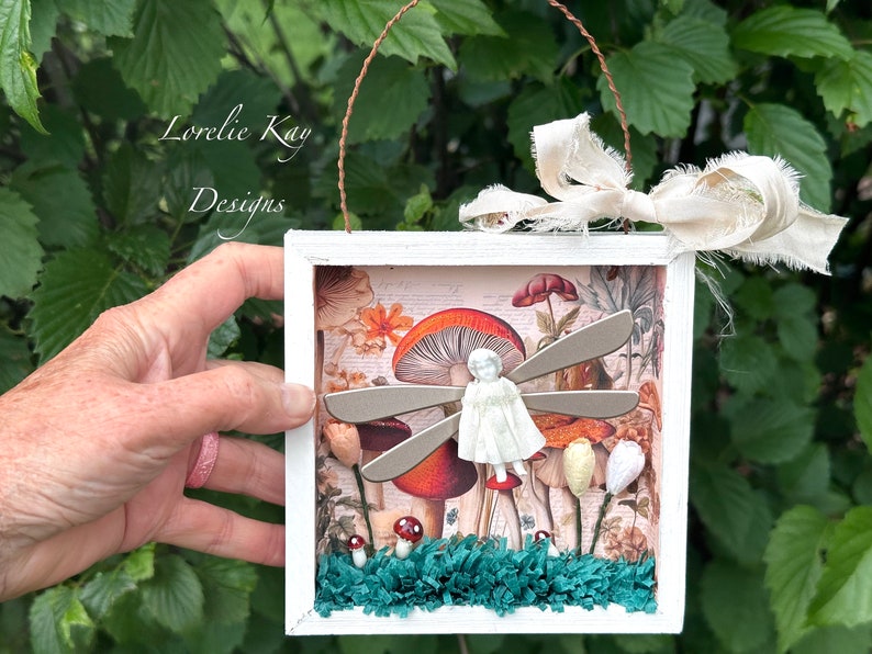 Dragonflies & Mushrooms Three Dimensional Collage Picture Original ...