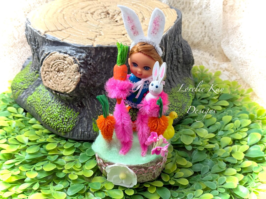 Retro Bunny Girl Doll Vintage Inspired Rabbit Doll Colorful Easter ...