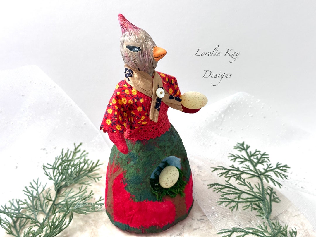 Cardinal Mama Bird Doll Sculpture Assemblage Anthropomorphic Art Doll ...