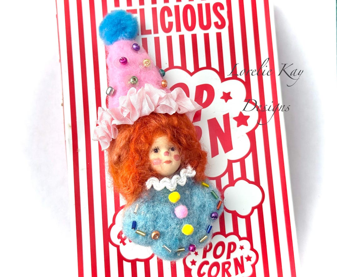 Going the Circus Clown Brooch Needle Felted Clown Girl Doll Pin Lorelie ...