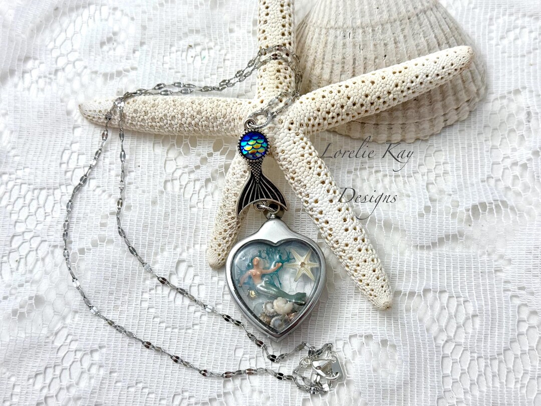 Mermaid Heart Wearable Ocean Necklace Mermaid Dome Pendant Amulet ...