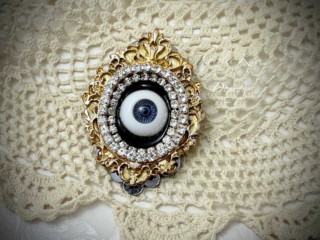 The Tear Evil Eye Brooch Rhinestone Blue Eye Heart Statement Ring ...