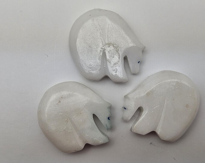 Walking Bear Fetish Focal Bead Large Big Woodland Animal Carved White ...
