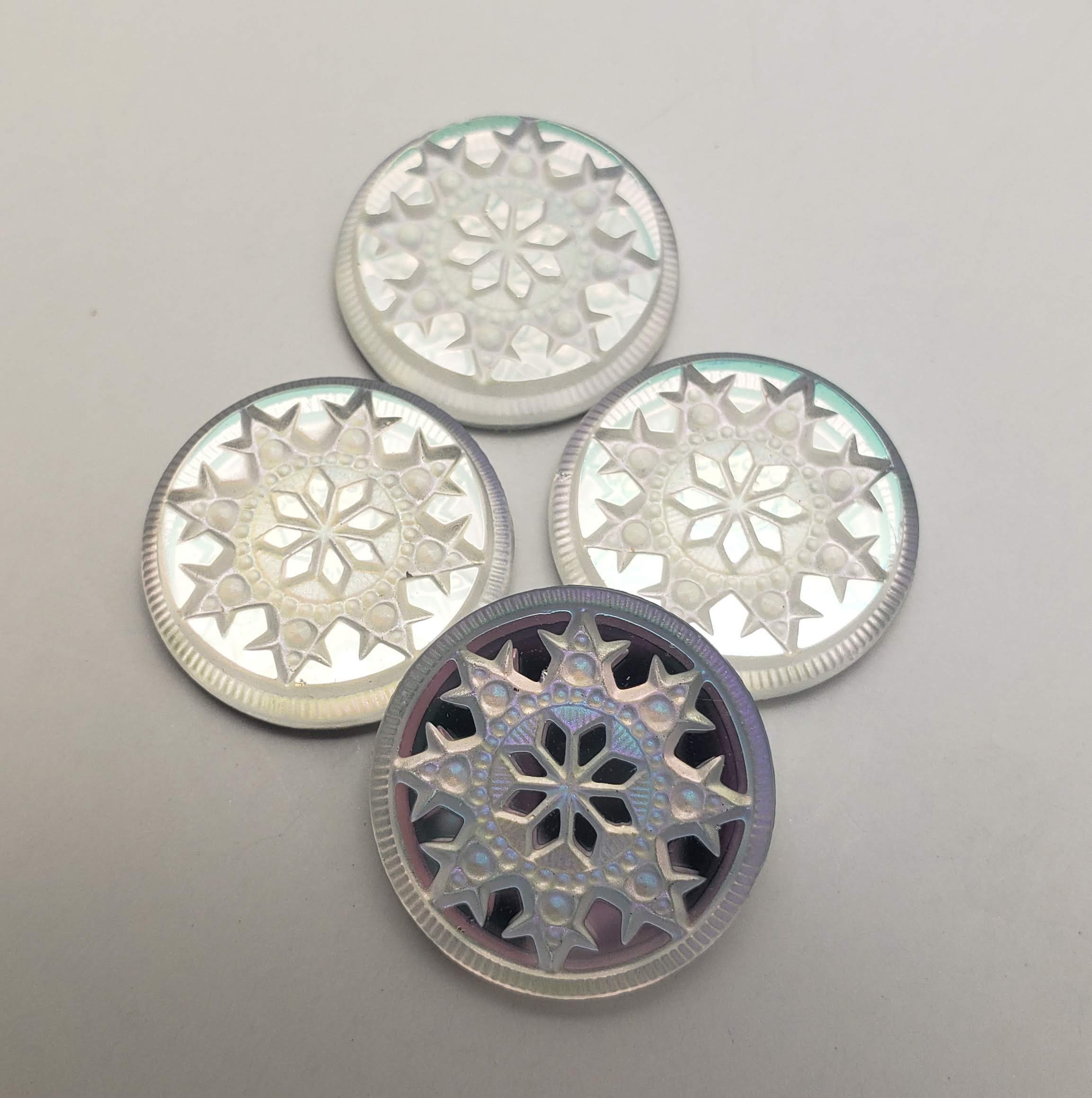 TWO 2 Pressed Glass Snowflake Compass Rose Cabochon Cab - Etsy