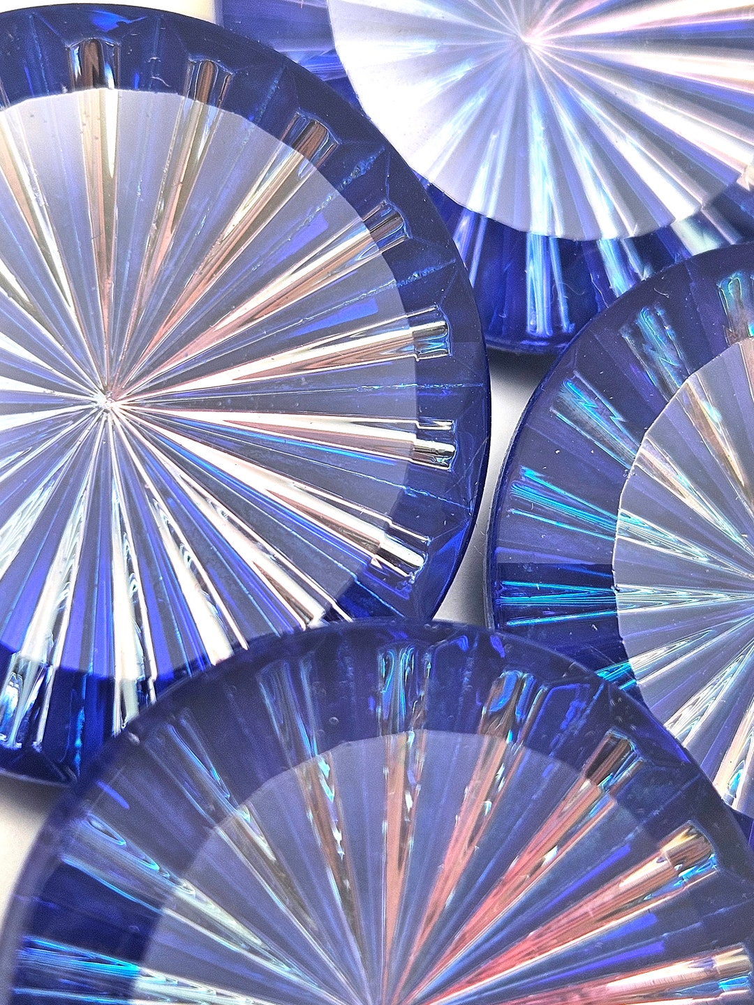 ONE (1) Pressed Glass Pinwheel PIN Ultra Marine AB Round Doublet Rivoli ...