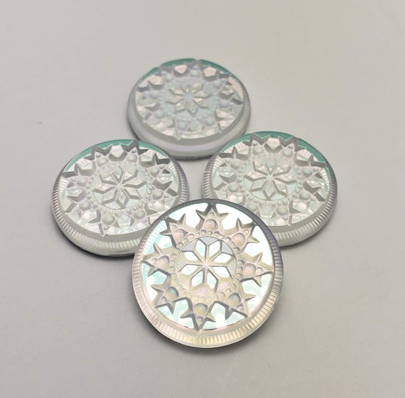 TWO 2 Pressed Glass Snowflake Compass Rose Cabochon Cab | Etsy