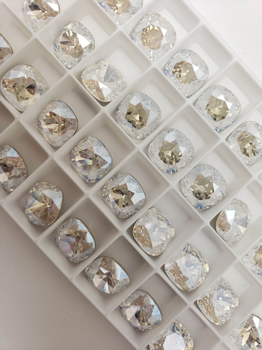 Four (4) Austrian Crystal Fancy Square Stone 4470 Moonlight Rare ...