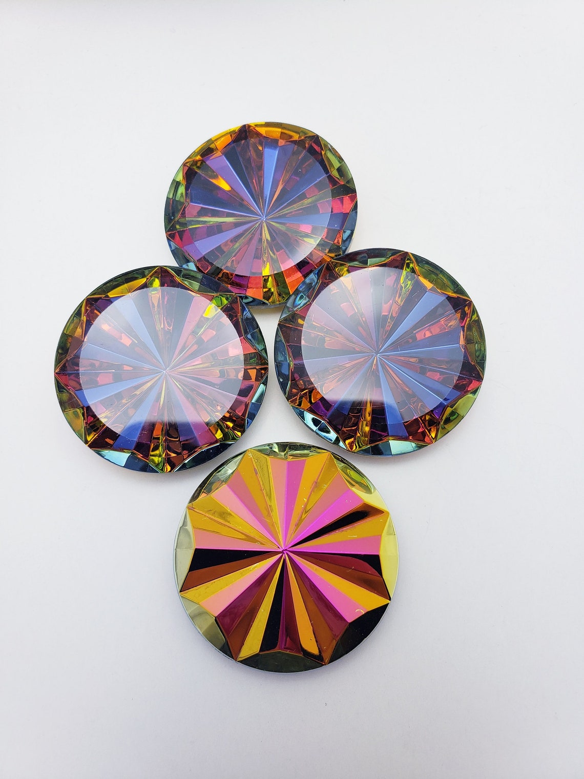ONE (1) Pressed Glass Radiant Fireworks Cabochon Cab Volcano Purple ...