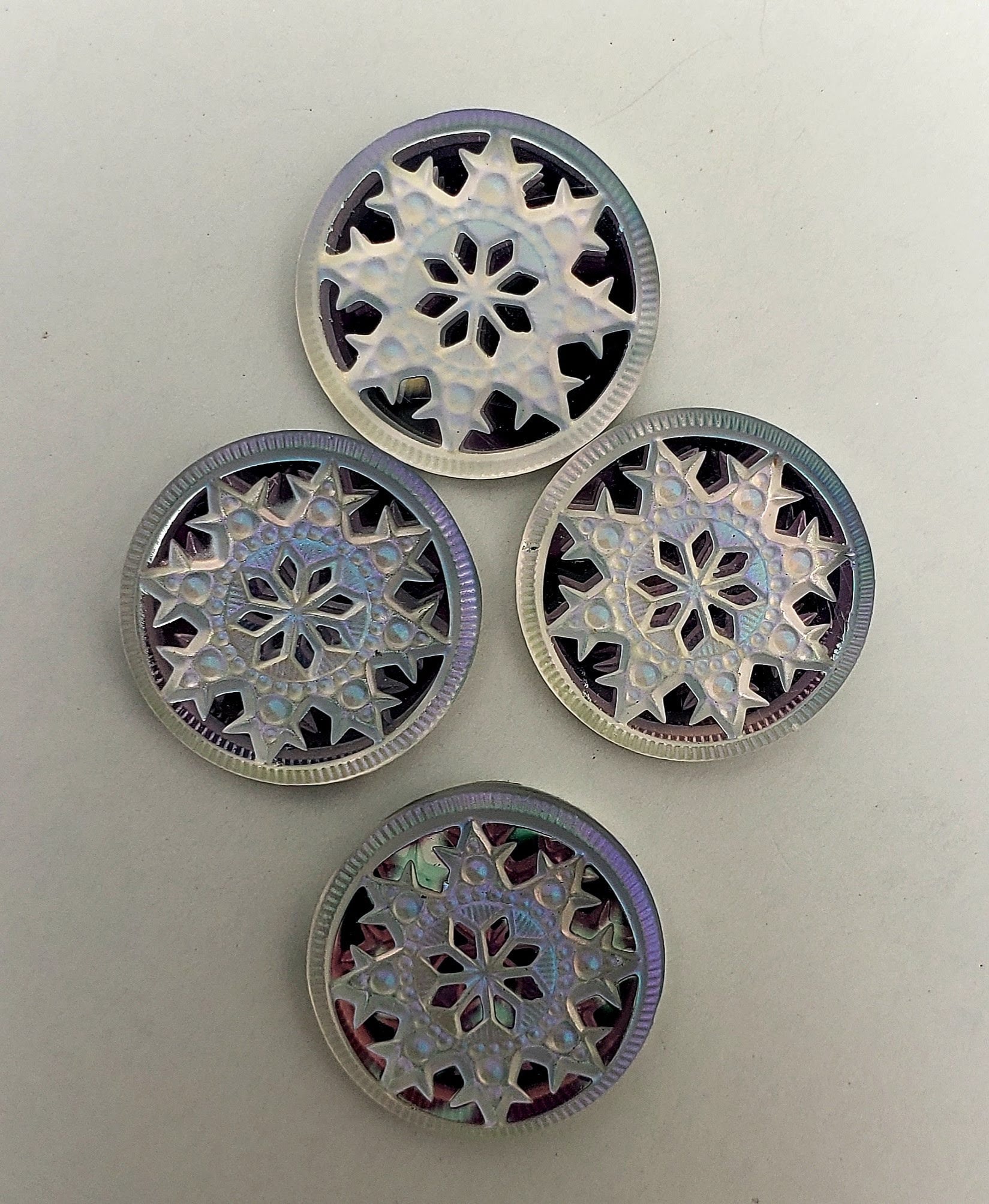 TWO 2 Pressed Glass Snowflake Compass Rose Cabochon Cab - Etsy