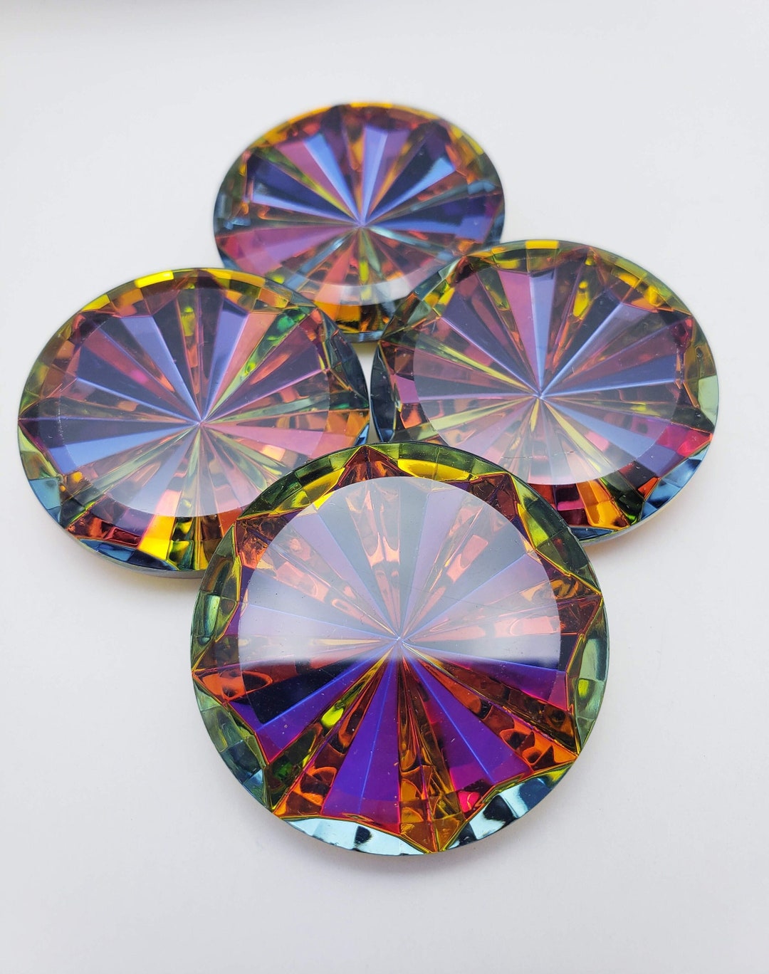 ONE (1) Pressed Glass Radiant Fireworks Cabochon Cab Volcano Purple ...