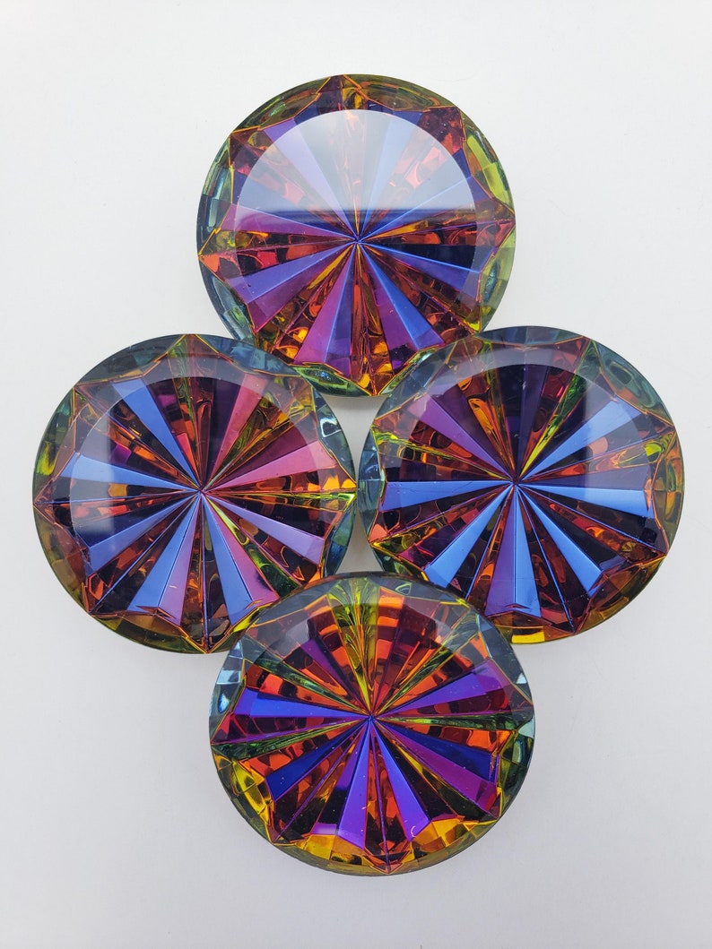 ONE (1) Pressed Glass Radiant Fireworks Cabochon Cab Volcano Purple ...