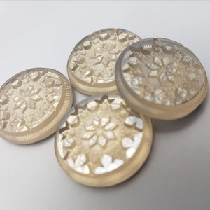 TWO (2) Pressed Glass Snowflake Compass Rose Cabochon Cab Golden Shadow ...