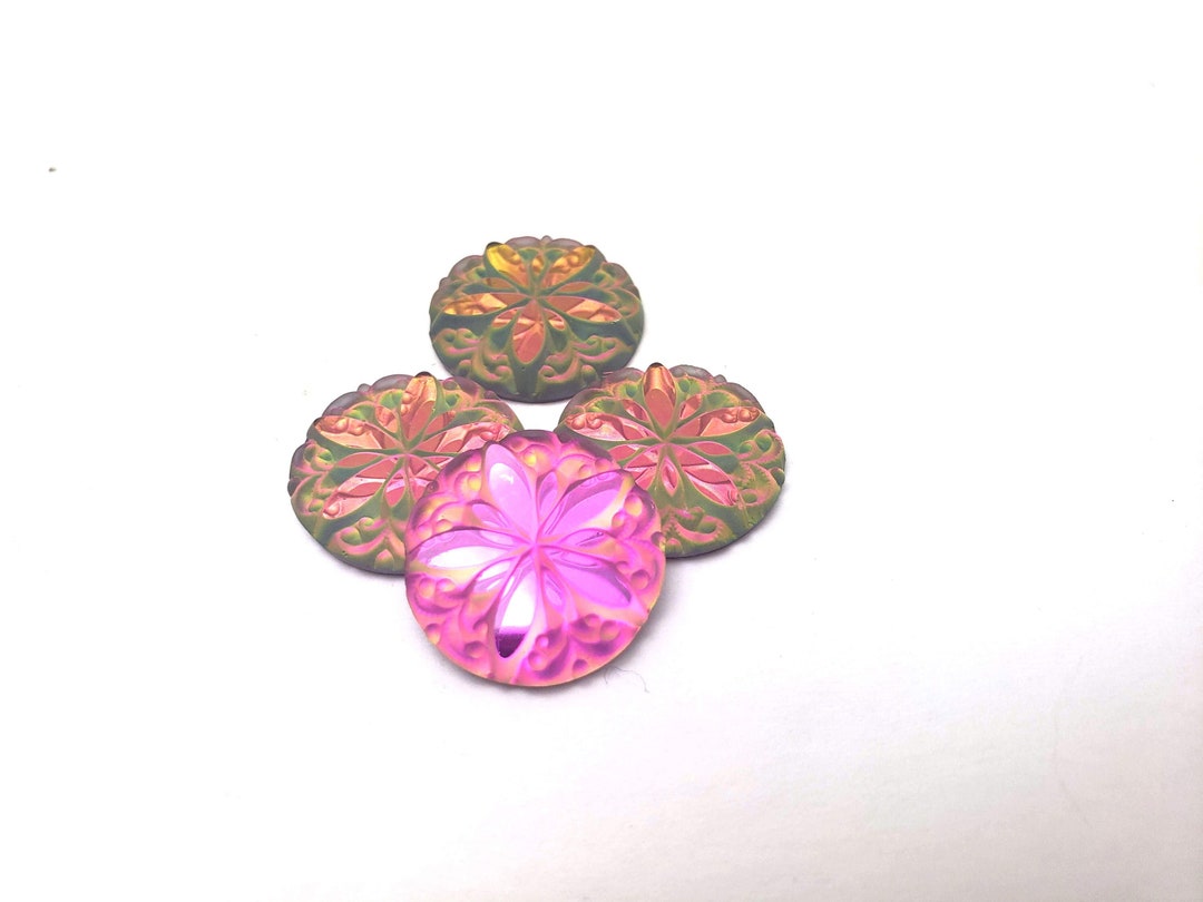 ONE (1) Pressed Glass Sand Dollar Cabochon Cab Iridis Vitrail Medium ...