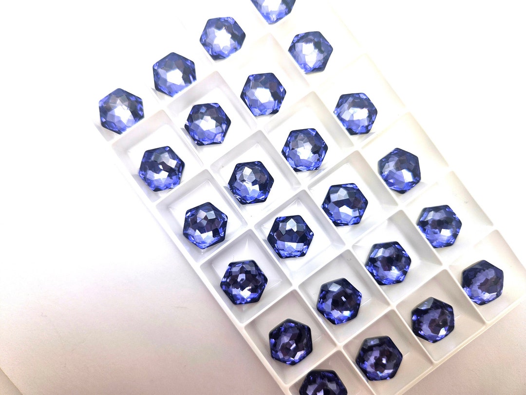 TWO (2) Austrian Crystal Fantasy Hexagon Stone Hex 4683 10mm 12mm 14mm ...