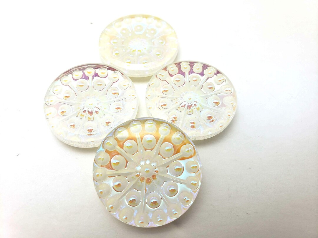 ONE (1) Pressed Glass Rosette Round Doublet Rivoli Cabochon Cab Ultra ...
