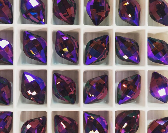 Pair Swarovski Crystal Lemon Fancy Stone 4230 Amethyst Glacier Rare ...
