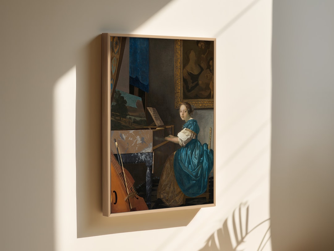 Johannes Vermeer Canvas Wall Art, Young Woman Seated at a Virginal ...