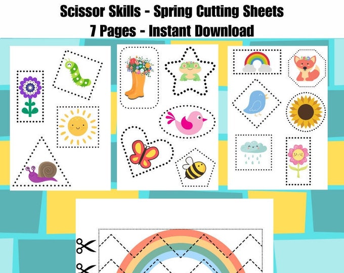 Scissor Skill Worksheets for Kids Practical Life Montessori Cutting ...