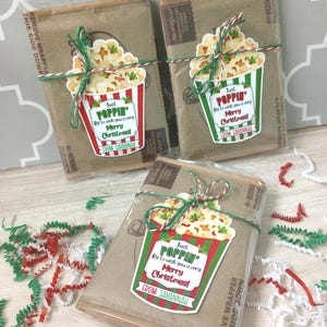 Christmas Popcorn Stickers for Class Party Exchange Gift Ideas for ...
