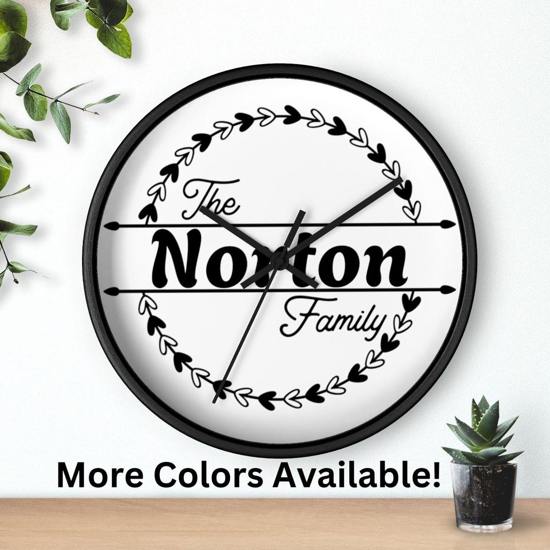 Monogram Clock Family Name Custom Color Farmhouse Clock Gifts ...