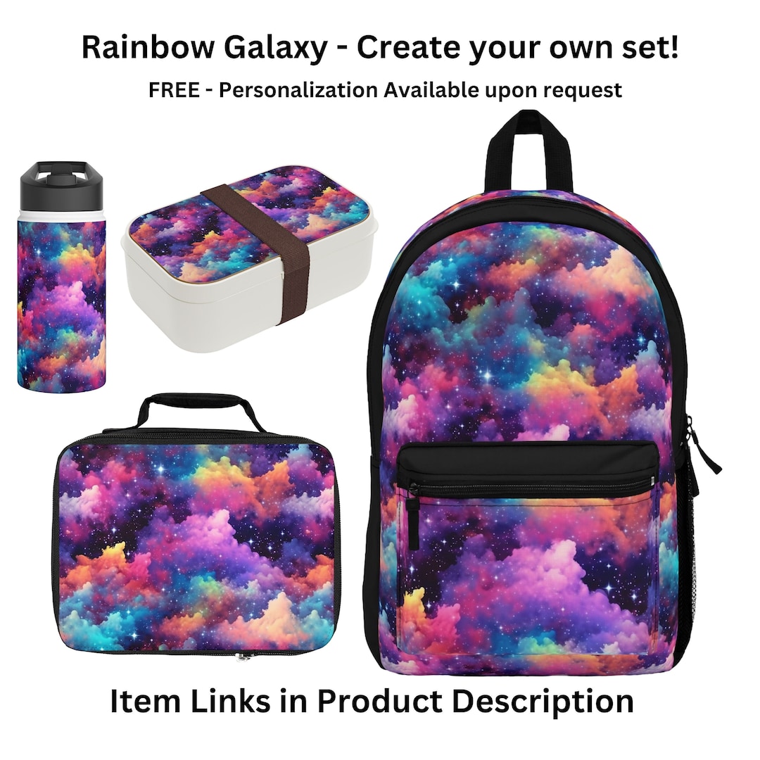 Rainbow Galaxy LUNCH BOX for Teen Girls Backpack and Lunchbox Set Girl ...