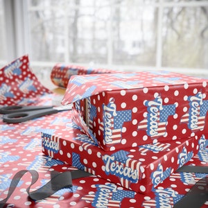 Polka Dot Texas Flag State Wrapping Paper Roll for Men Texas Gift Wrap ...