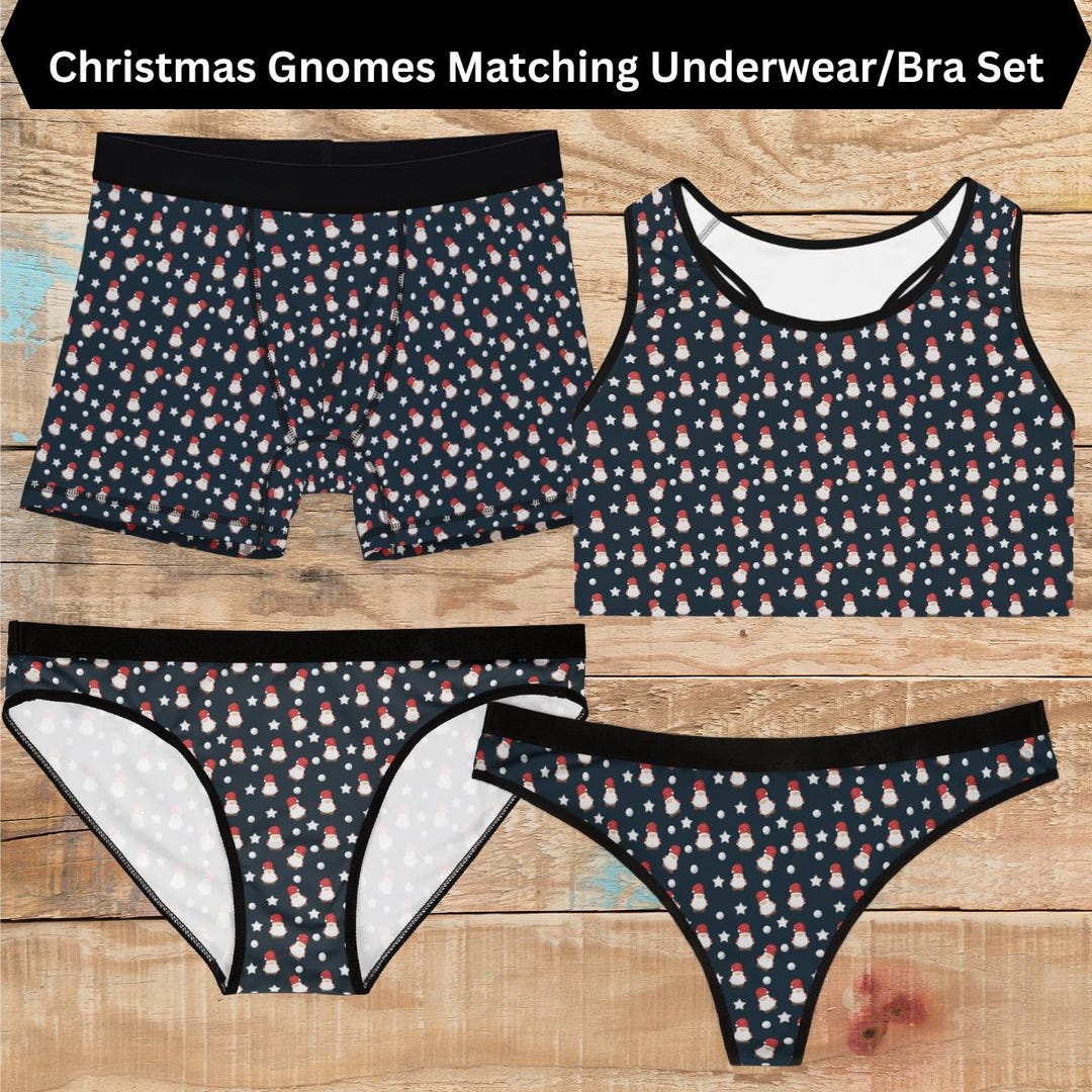 Christmas Santa Gnomes Couples Matching Underwear Set Racerback Sport ...