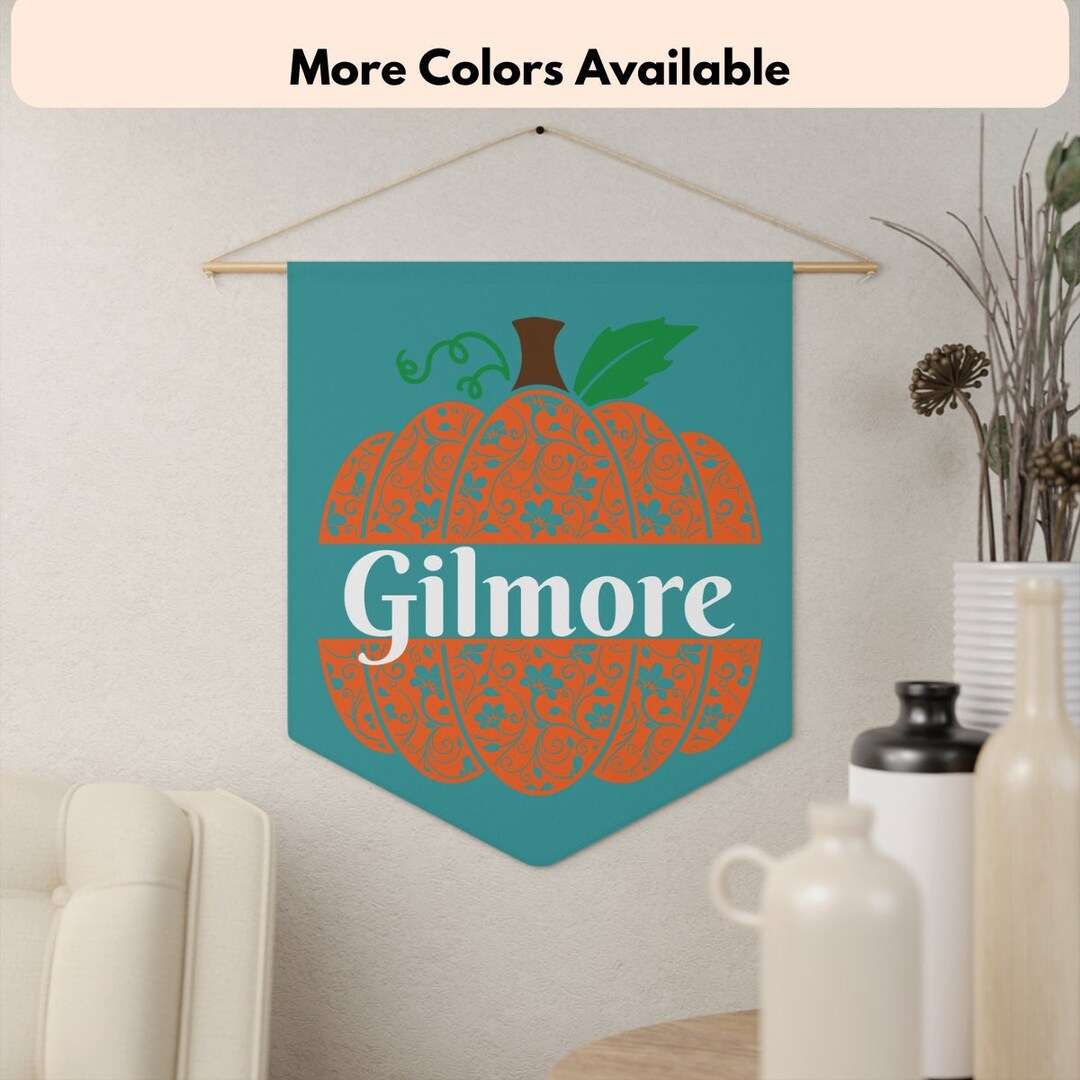 Monogram Pumpkin Pennant Banner Custom Holiday Pennant Flag Name ...
