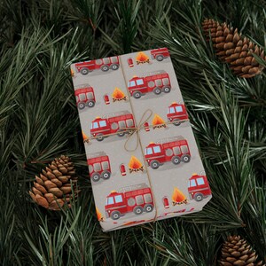 Firetruck Wrapping Paper Birthday Gift Wrap Firetruck Theme Paper ...