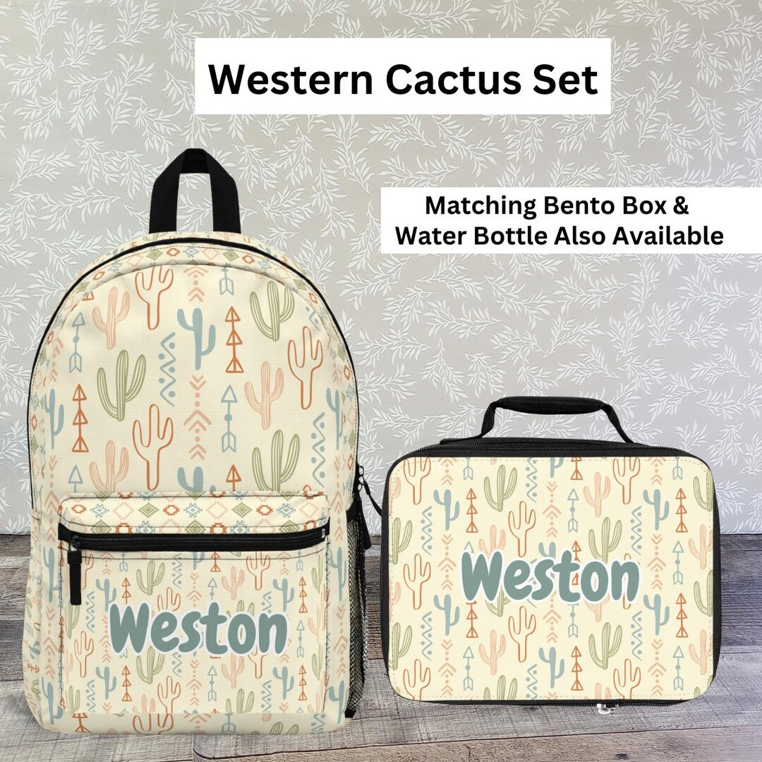 Cactus Backpack and Lunchbox Western Bookbag for Kids Aztec Cactus Boys ...