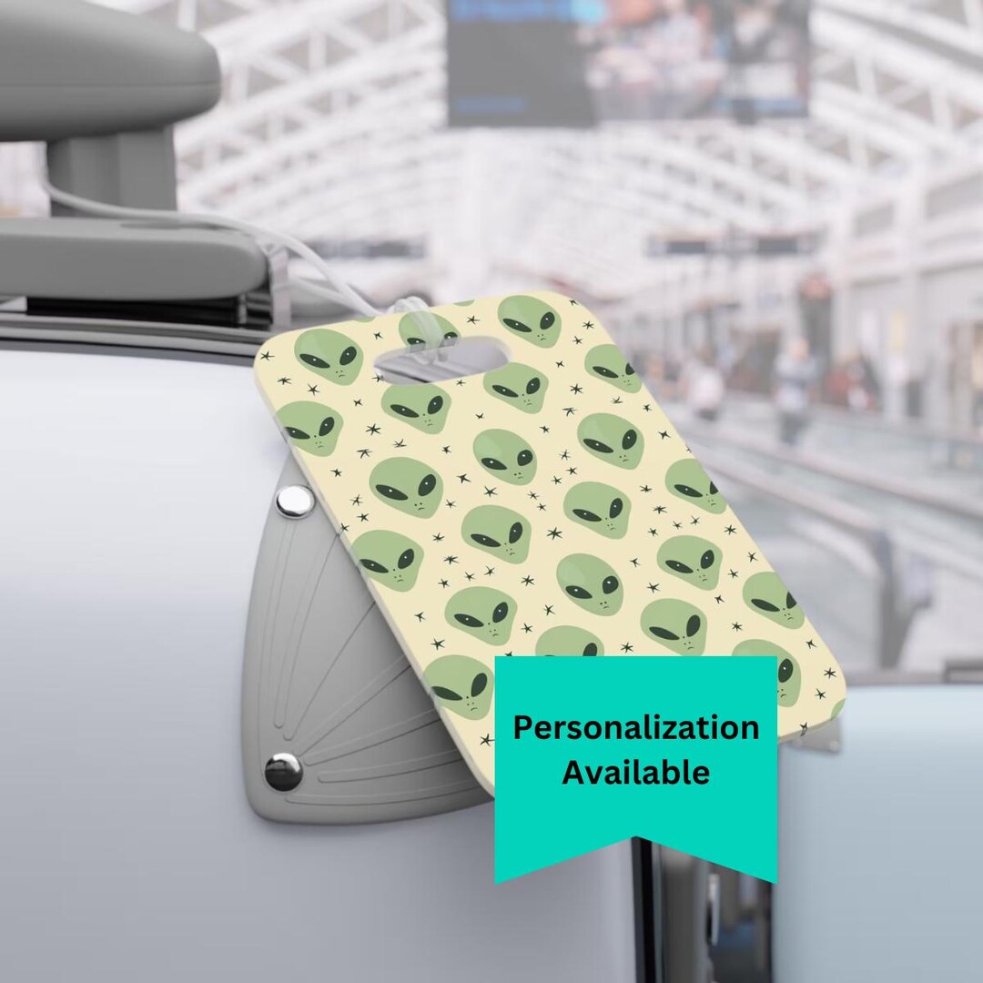 Green Alien Luggage Tags Kids Personalized Men Alien Theme Luggage ...