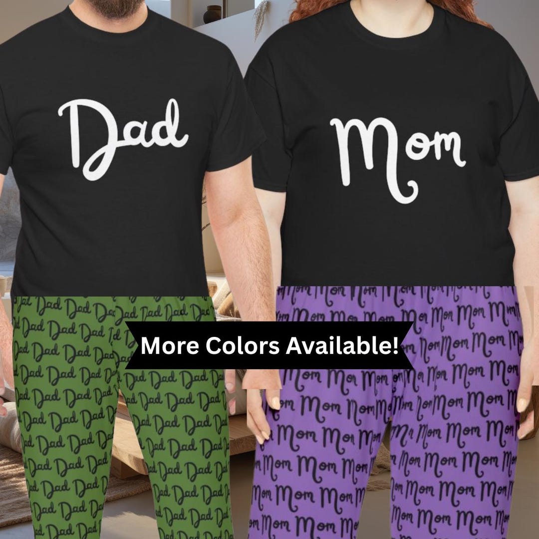 Mom and Dad Matching Pjs Pants Men Long Sleeve Pajama Mom and Dad Gift ...
