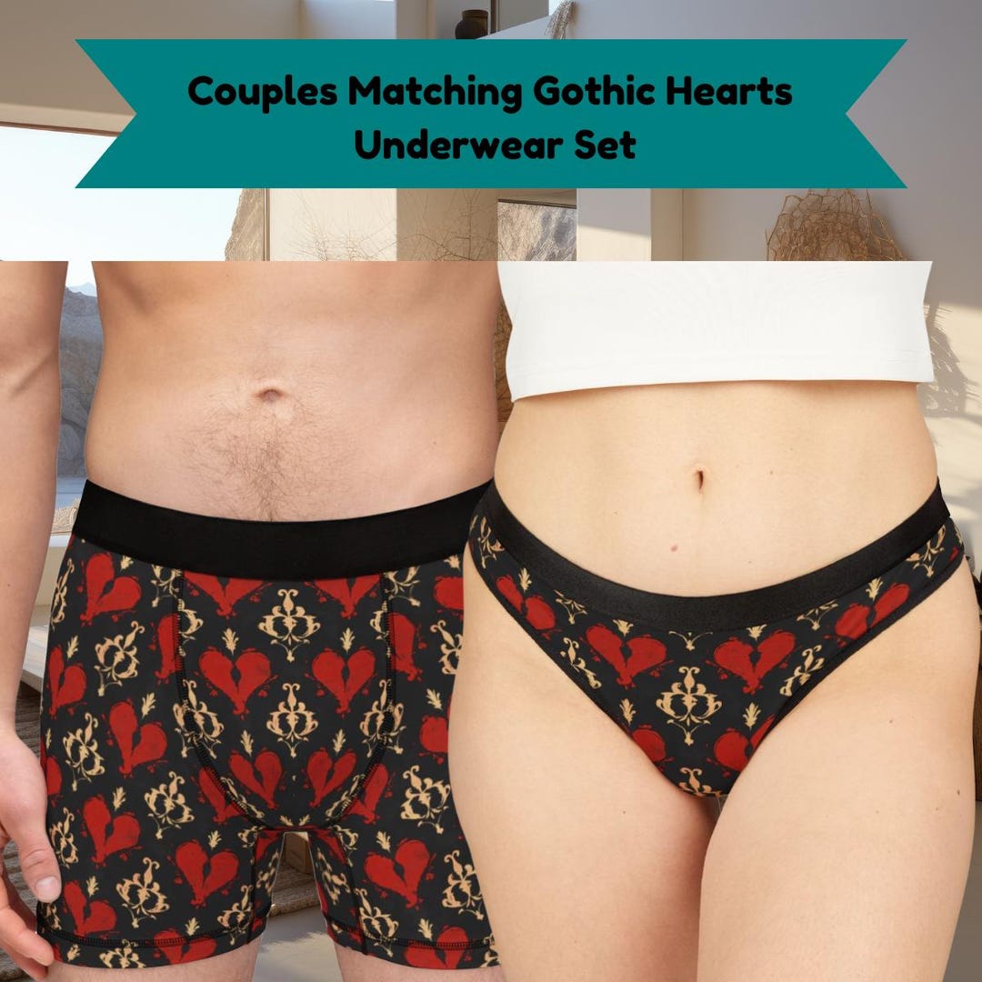 Gothic Hearts Couples Matching Underwear Set for Valentines Gift ...