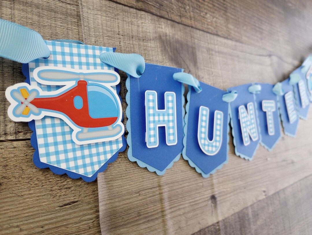 Helicopter Banner Birthday Party Aviation Themed Party Helicopter ...
