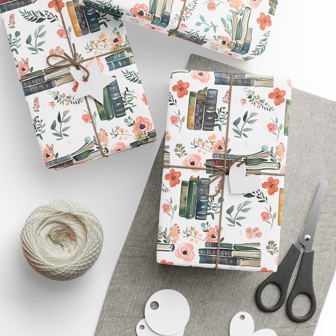 Cottagecore Floral Books Wrapping Paper Roll Unique Adult Gift Wrap for ...