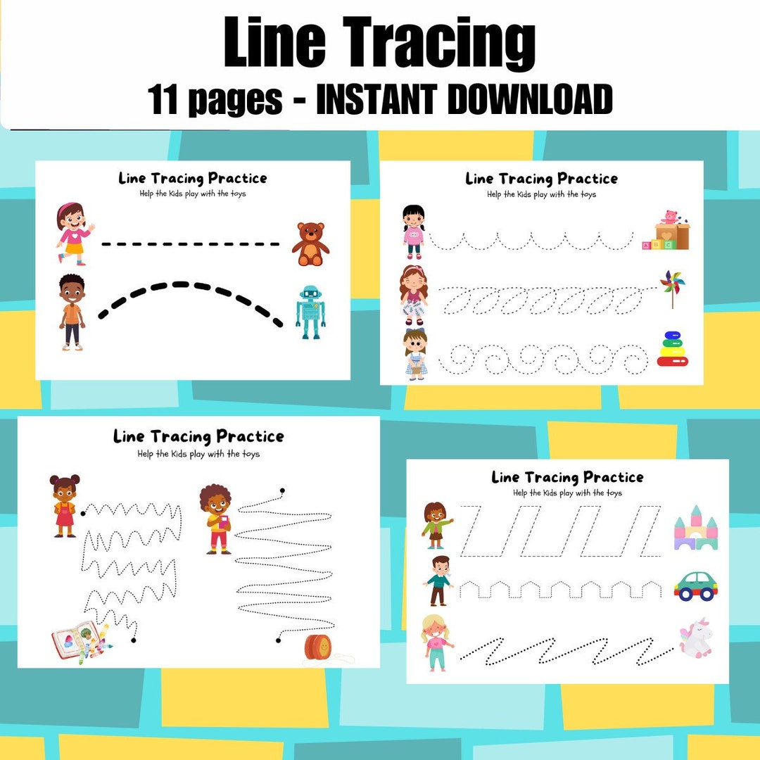 Printable Line Trace Worksheet Preschool Fine Motor Skill Toddler ...