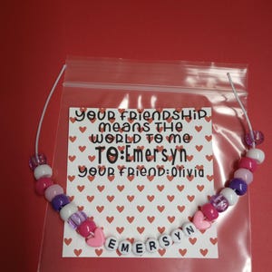 Custom Name Friendship Bracelet Kit Favor Class Valentine Elementary ...